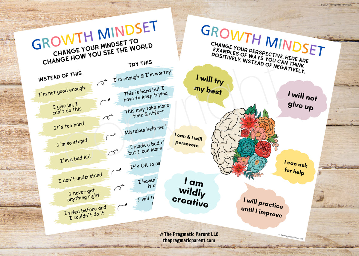 Growth Mindset Printable Worksheets & Posters – The Pragmatic Parent