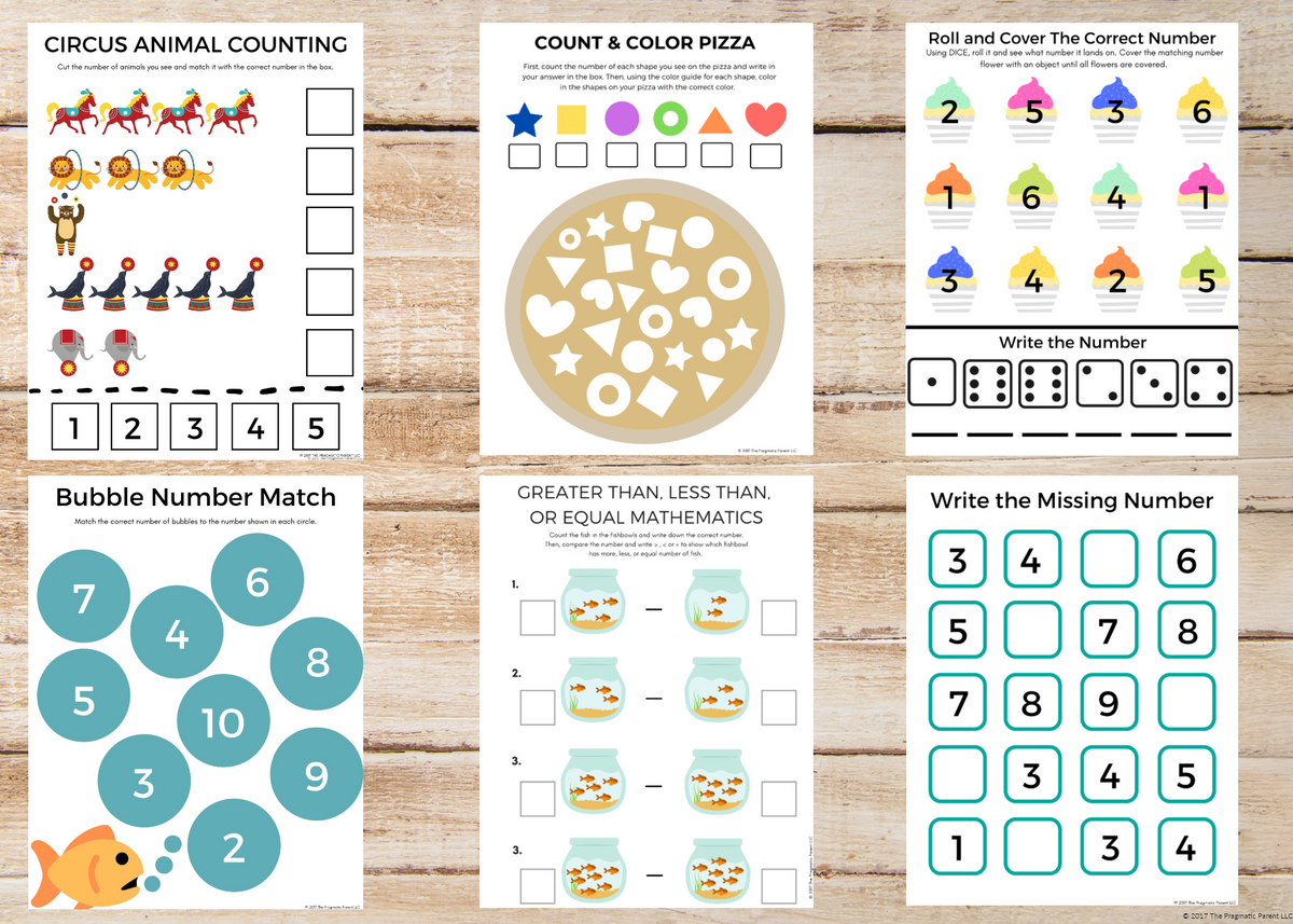 Numbers & Counting BUNDLE (45 Worksheets) – The Pragmatic Parent