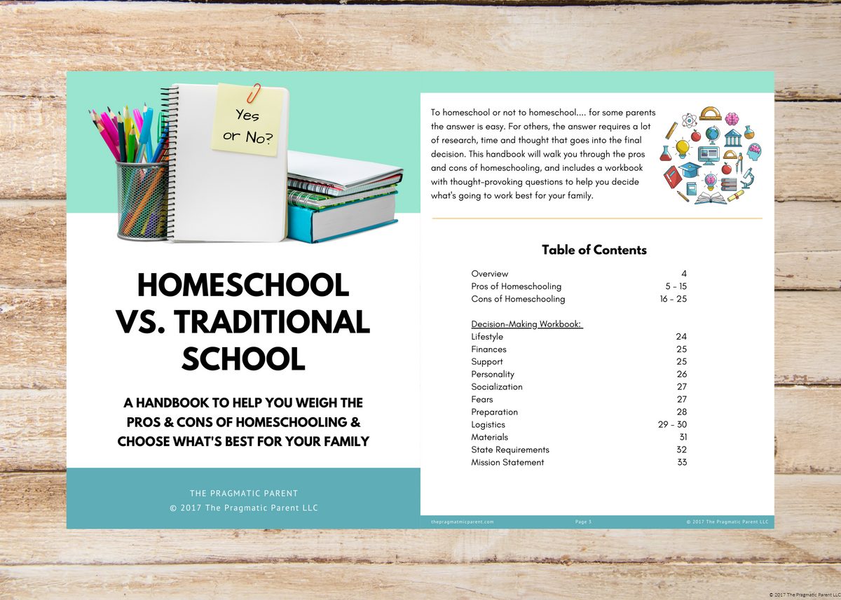 Homeschool vs. Traditional School Parent's Workbook – The Pragmatic Parent